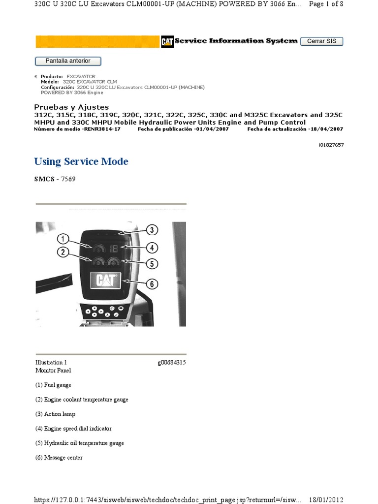 Cat 320C Uso Del Monitor PDF | PDF | Menu (Computing) | Systems Engineering