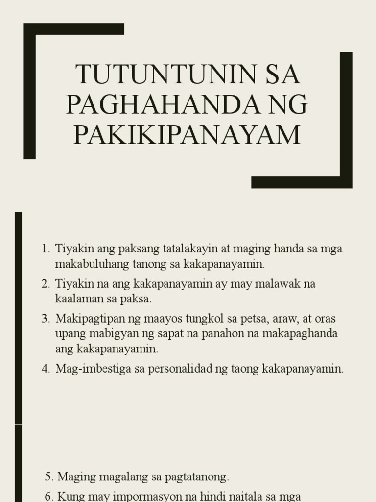 Tuntunin Sa Paghahanda NG Pakikipanayam | PDF