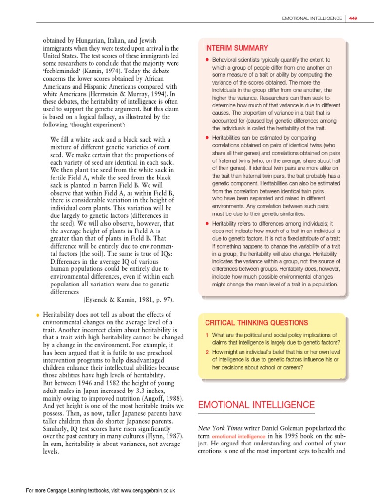 Heritability vs. Environment in IQ and Emotional Intelligence | PDF ...