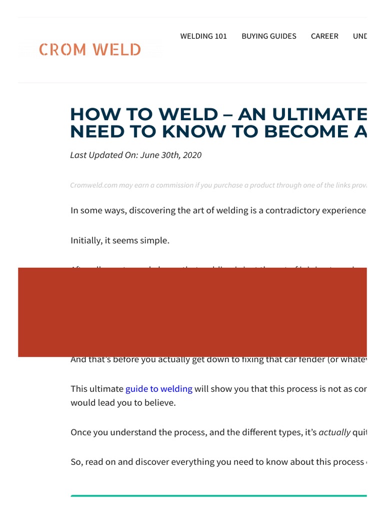 Beginner's Guide To Welding 101 - All You Need To Know PDF | PDF ...