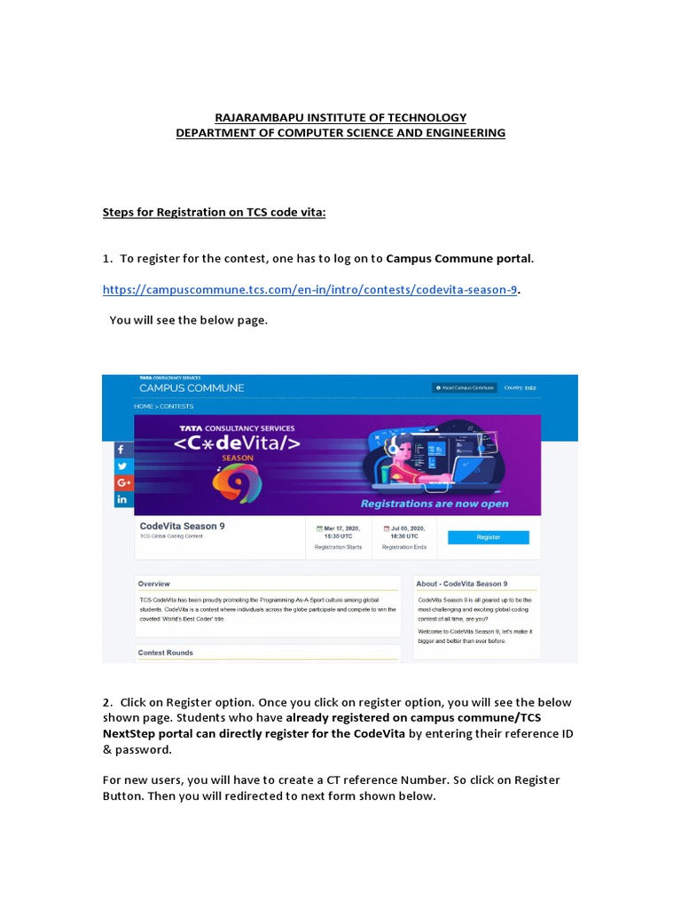 TCS Codevita Registration Process | PDF