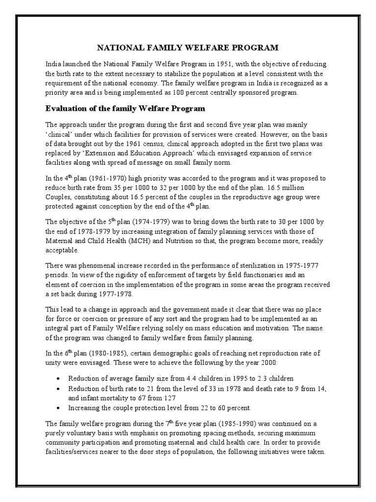 National Family Welfare Program Overview | PDF | Childbirth | Pregnancy