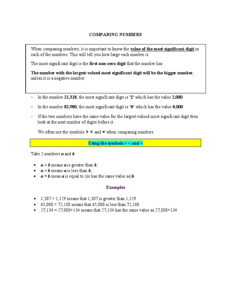 COMPARING NUMBERS Module | PDF | Teaching Methods & Materials