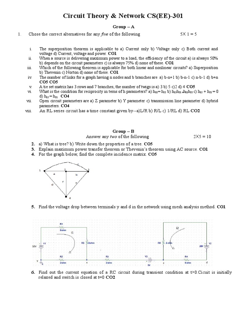 Electrical Circuit Analysis Quiz | PDF | Network Analysis (Electrical ...
