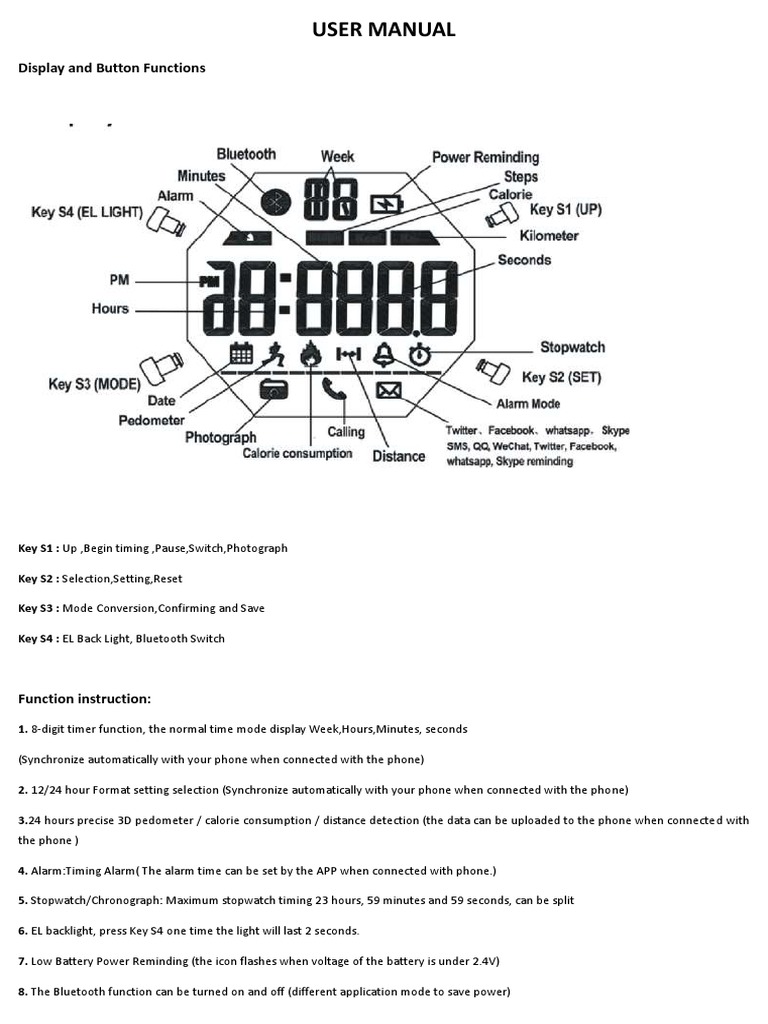 Skmei Smartwatch Bluetooth User Manual PDF | PDF | Mobile App | Ios