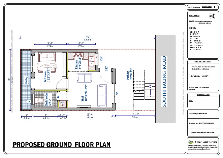 Proposed Ground Floor Plan: Proposed Residential Building Design | PDF