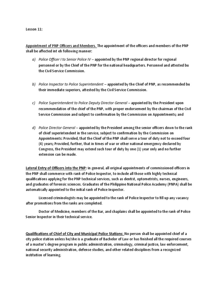 Lateral Entry of Officers Into The PNP: in General, All Original ...