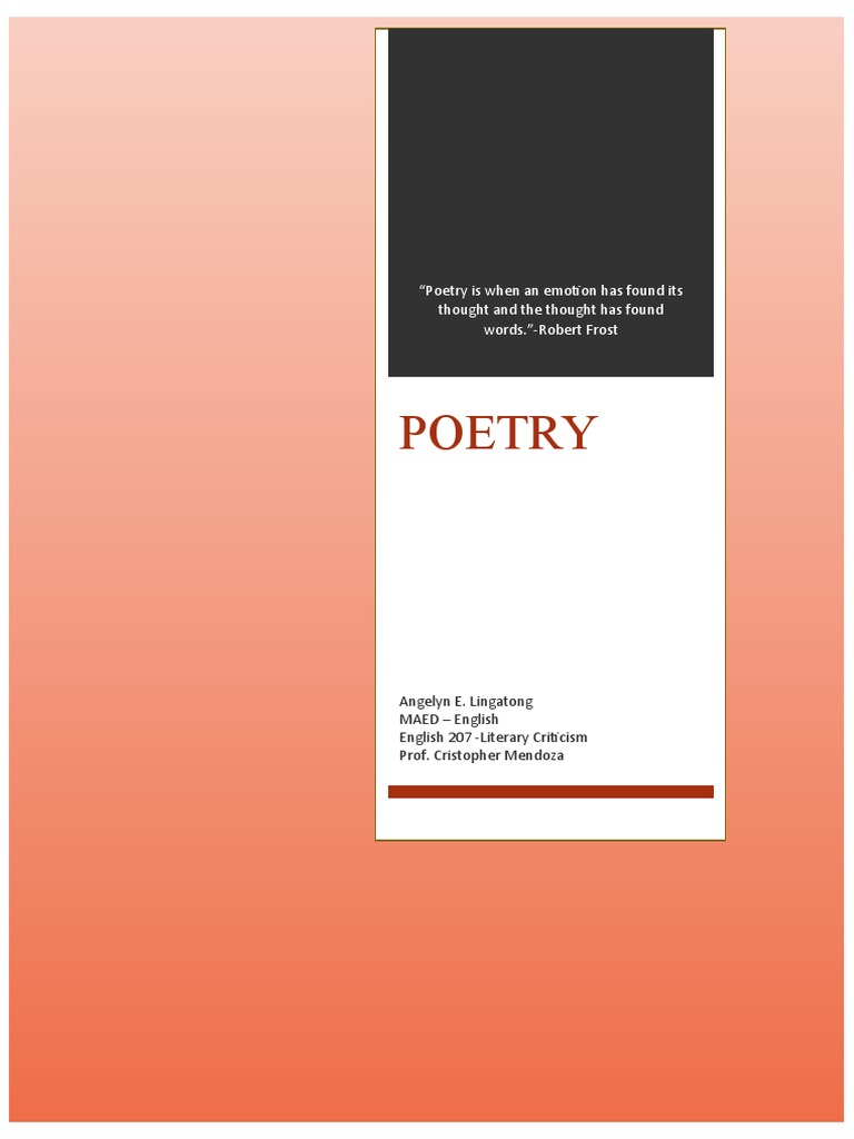Poetry Discussion | PDF | Metre (Poetry) | Poetry