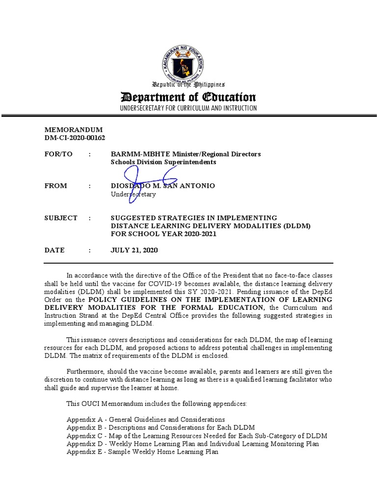 DM-CI-2020-00162 Suggested Strategies On DLDM FY 2020-2021 | PDF ...