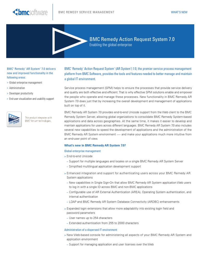 BMC Remedy Action Request System 7.0 | PDF | Application Software ...