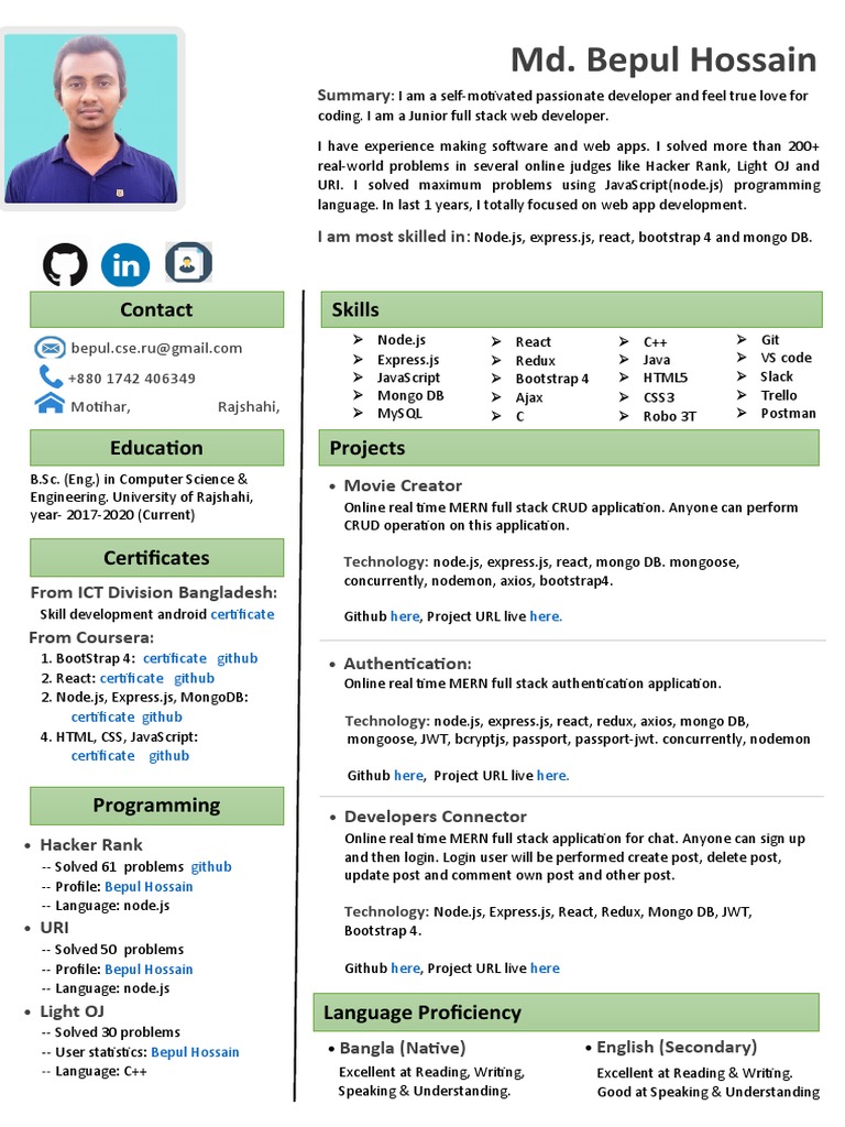 Md. Bepul Hossain: Contact Skills | PDF | Web Application | Application Software