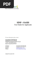 SINP-OASIS User Guide For Applicants | PDF