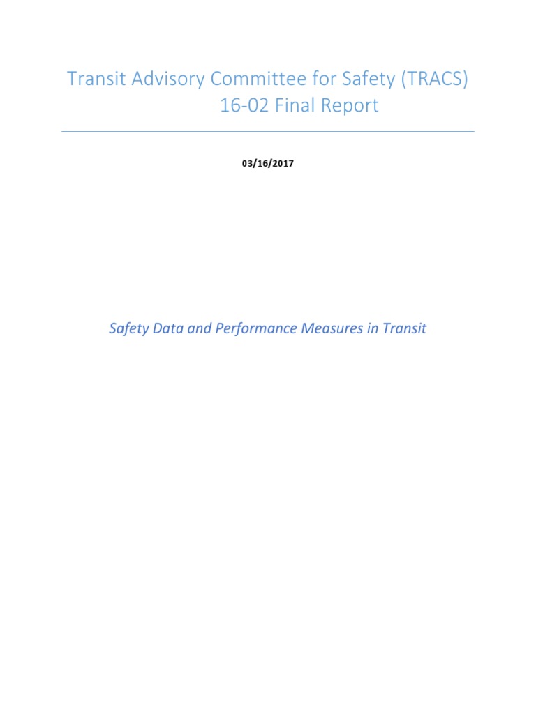 Safety Data Performance Measures Transit Tracs 16 02 Final Report | PDF ...