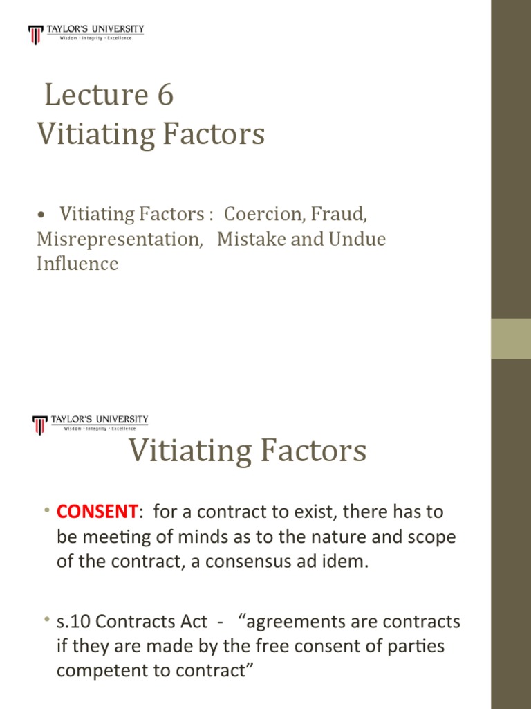 Vitiating Factors: - Vitiating Factors: Coercion, Fraud ...