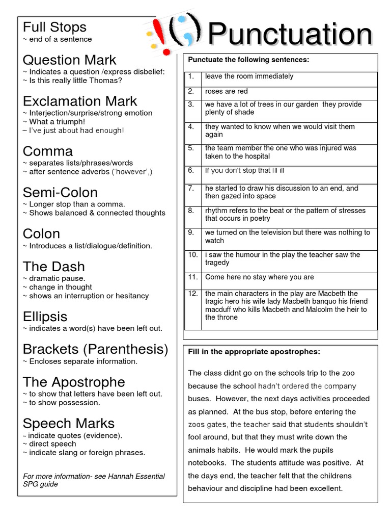 Punctuation Worksheet | PDF | Macbeth | Bracket