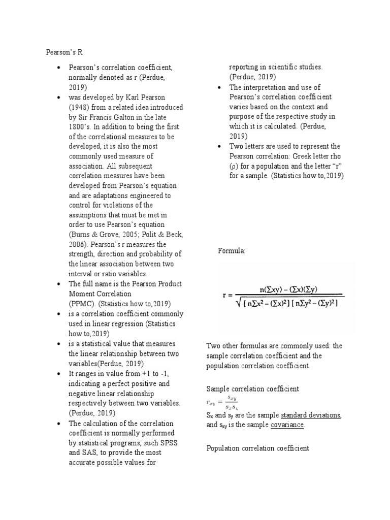 Pearsons R | PDF | Correlation And Dependence | Data Analysis