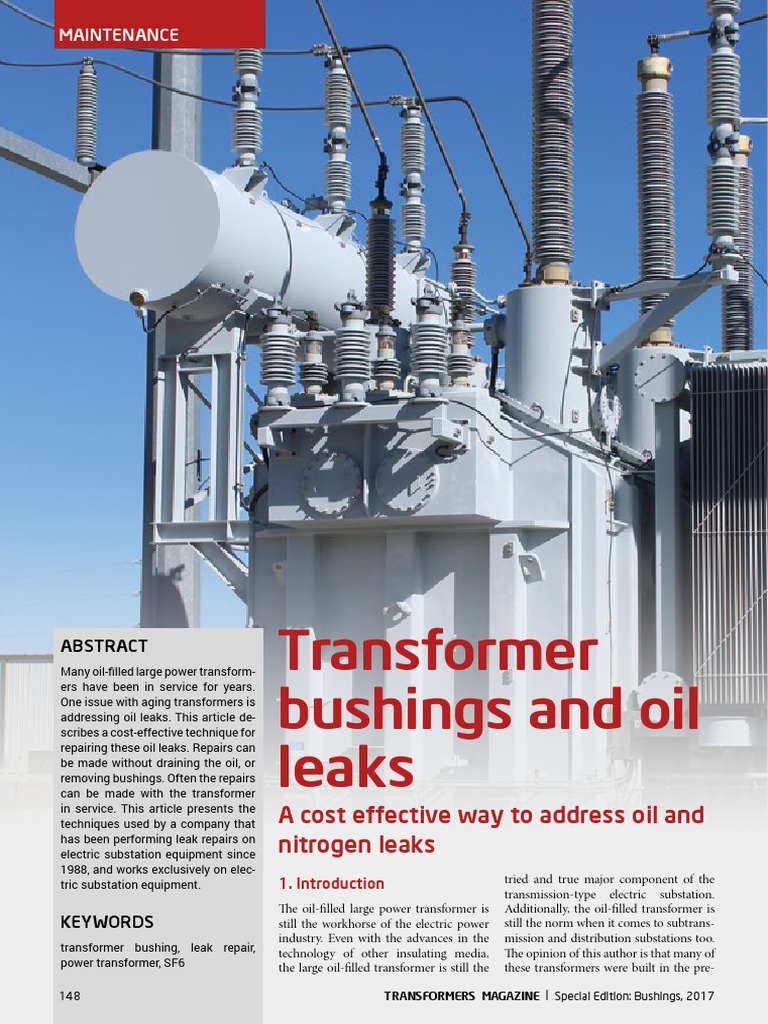 Transformer Bushings and Oil Leaks | PDF | Leak | Electrical Substation