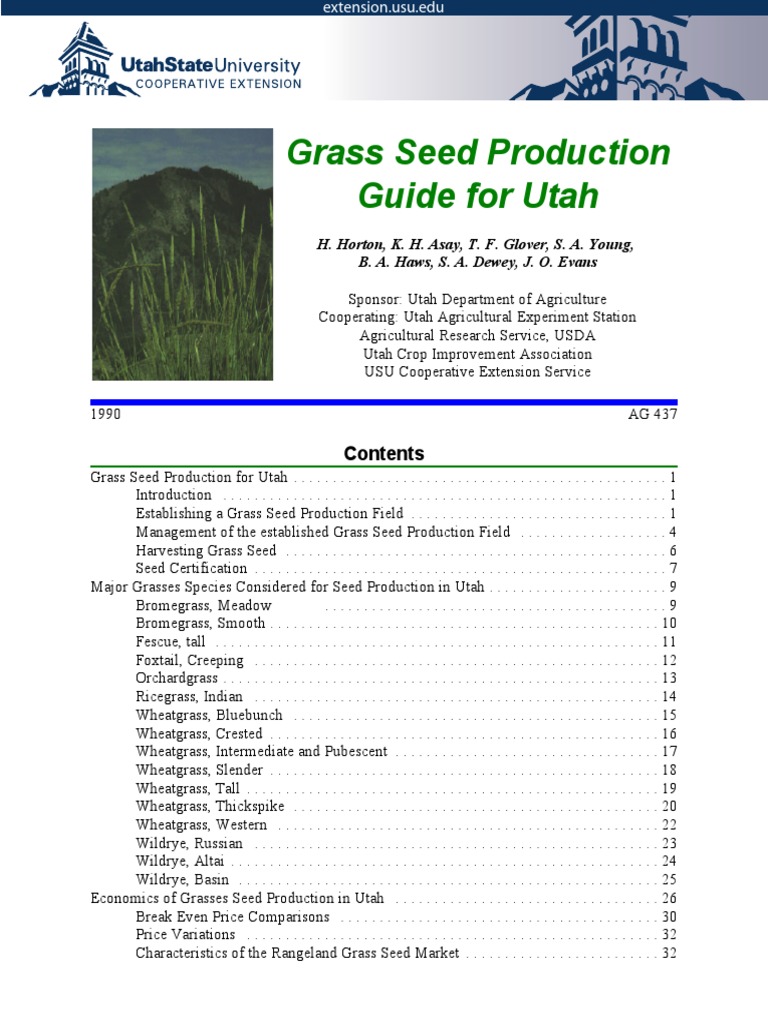 Grass Seed Production Guide For Utah | PDF | Seed | Soil