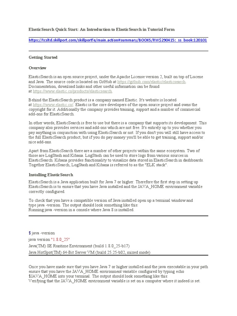 Elasticsearch Quick Start: An Introduction To Elasticsearch in Tutorial Form | PDF | Search ...