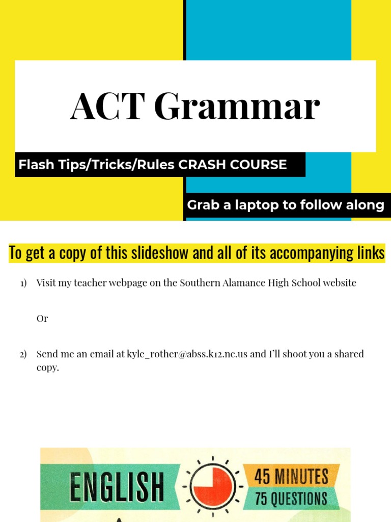 ACT Grammar Workshop Session 2 Sentence Structure PDF | PDF | Comma ...
