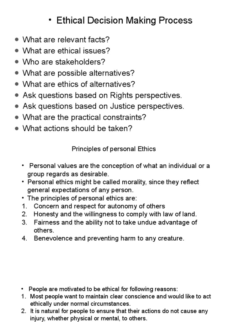Ethical Decision Making Process | PDF | Business Ethics | Integrity