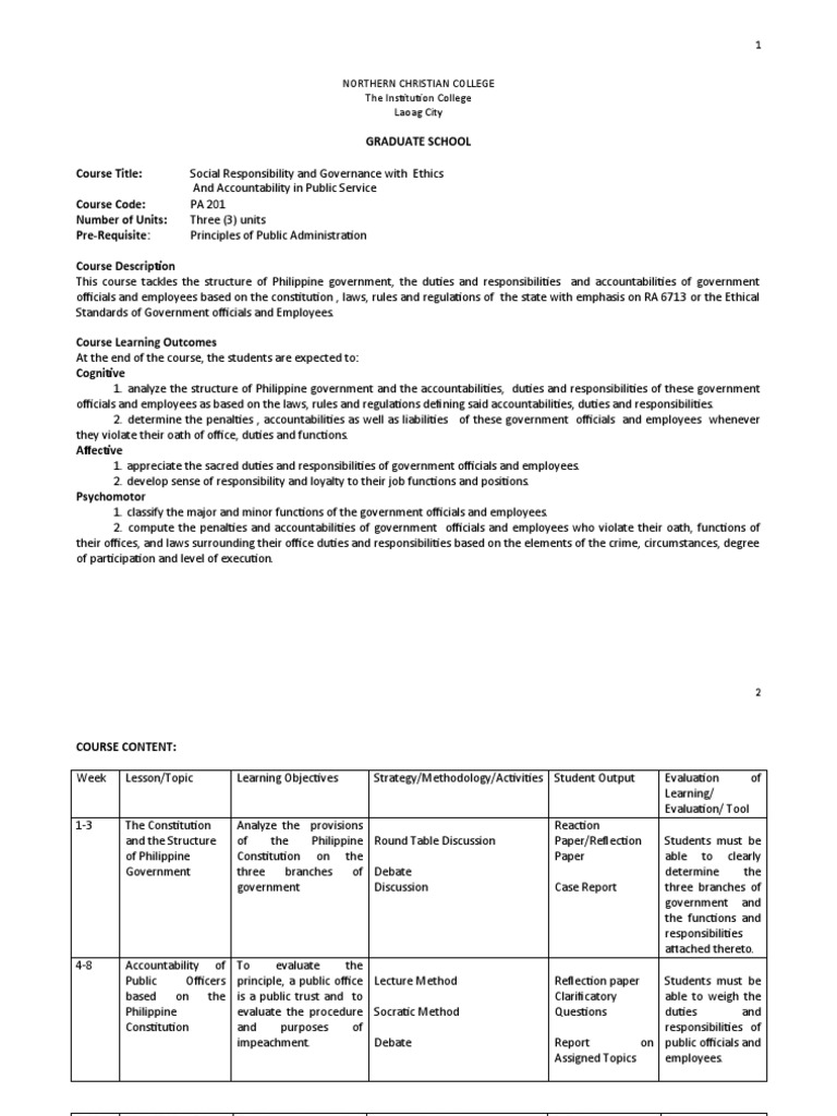 Graduate School Course Title: Course Code: Number of Units: Pre-Requisite: Course Description ...