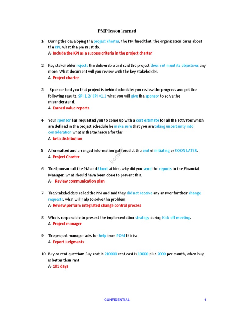 304.PMP Lesson Learned | PDF | Project Management | Business