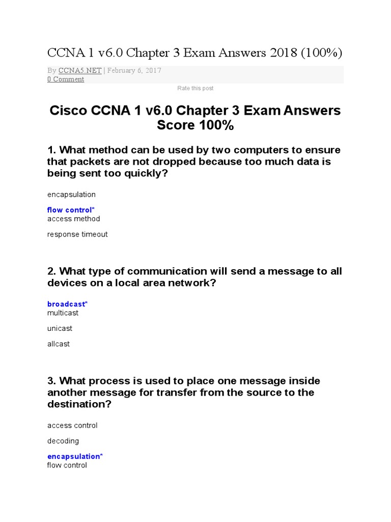 CCNA 1 v6 Chapter 3 | Download Free PDF | Internet Protocol Suite | Computer Network