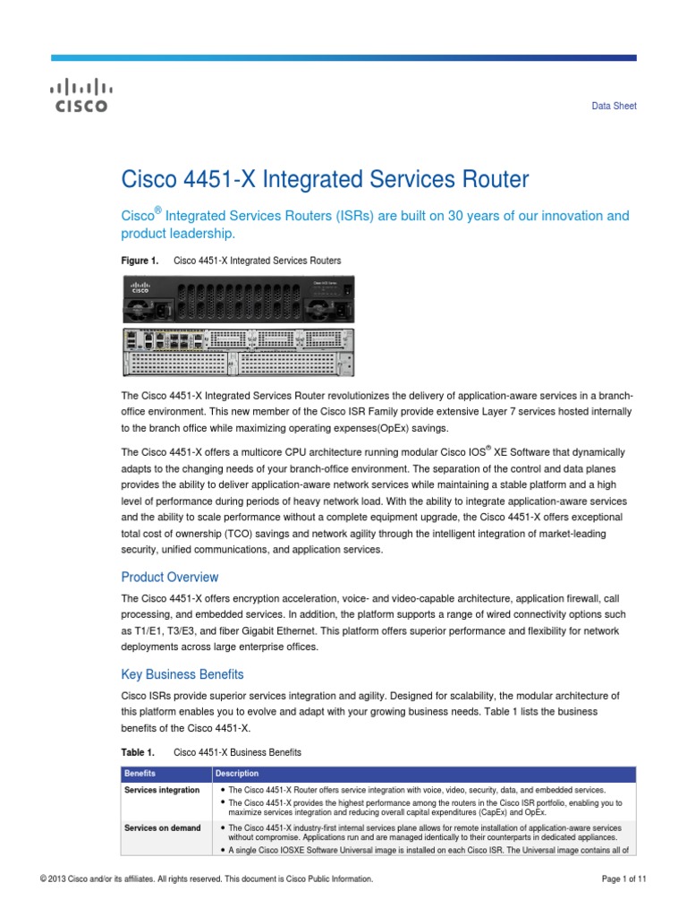 Cisco 4451-X Integrated Services Router | PDF | Cisco Systems ...