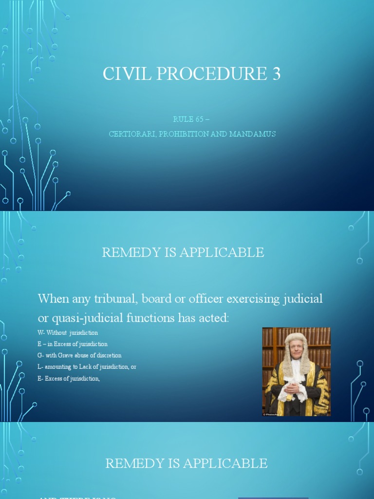 Civil Procedure 3: RULE 65 - Certiorari, Prohibition and Mandamus | PDF ...