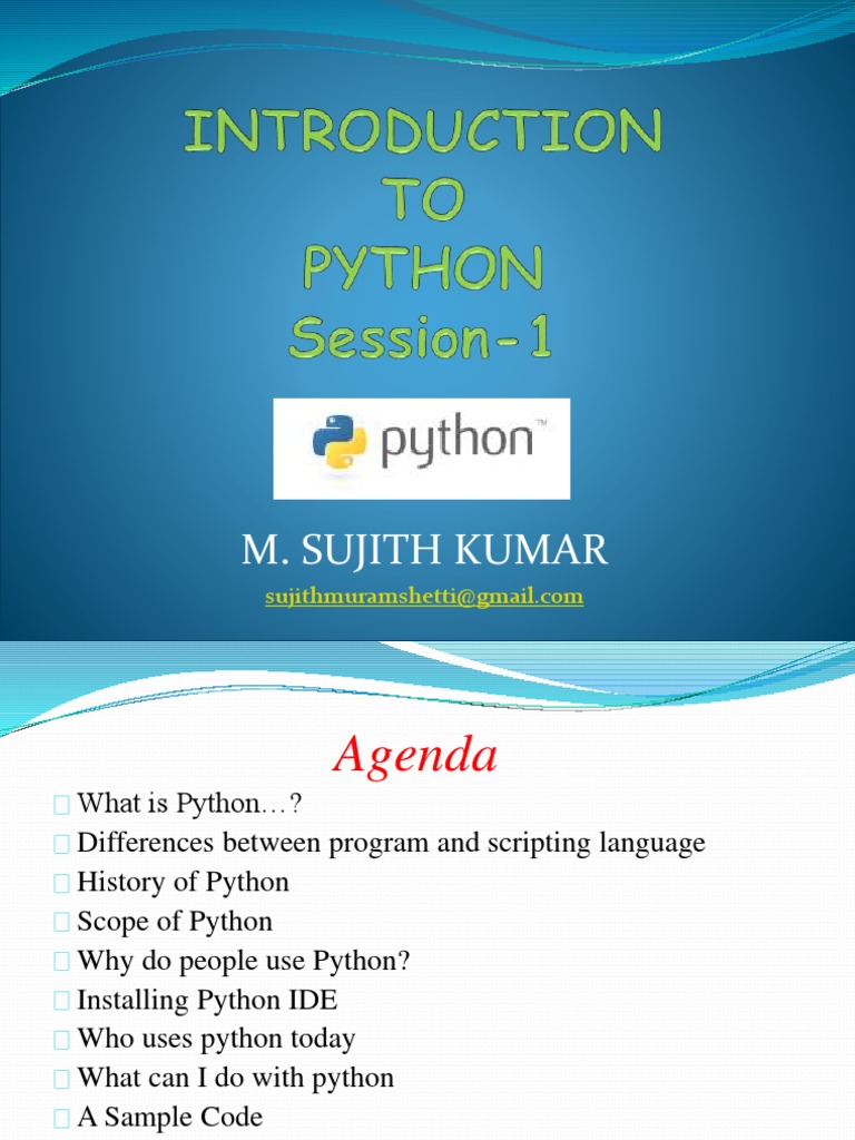 Introductiontopython PDF | PDF | Python (Programming Language) | Compiler