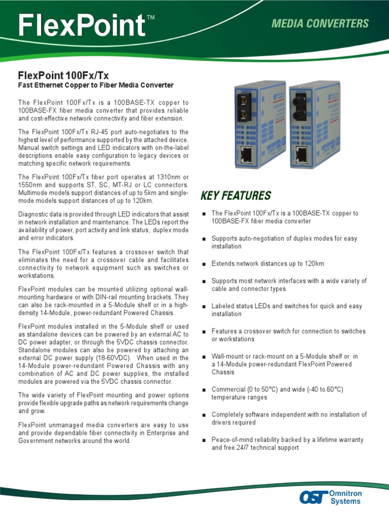 Flexpoint 100Fx/Tx: Key Features | PDF | Telecommunications Engineering ...