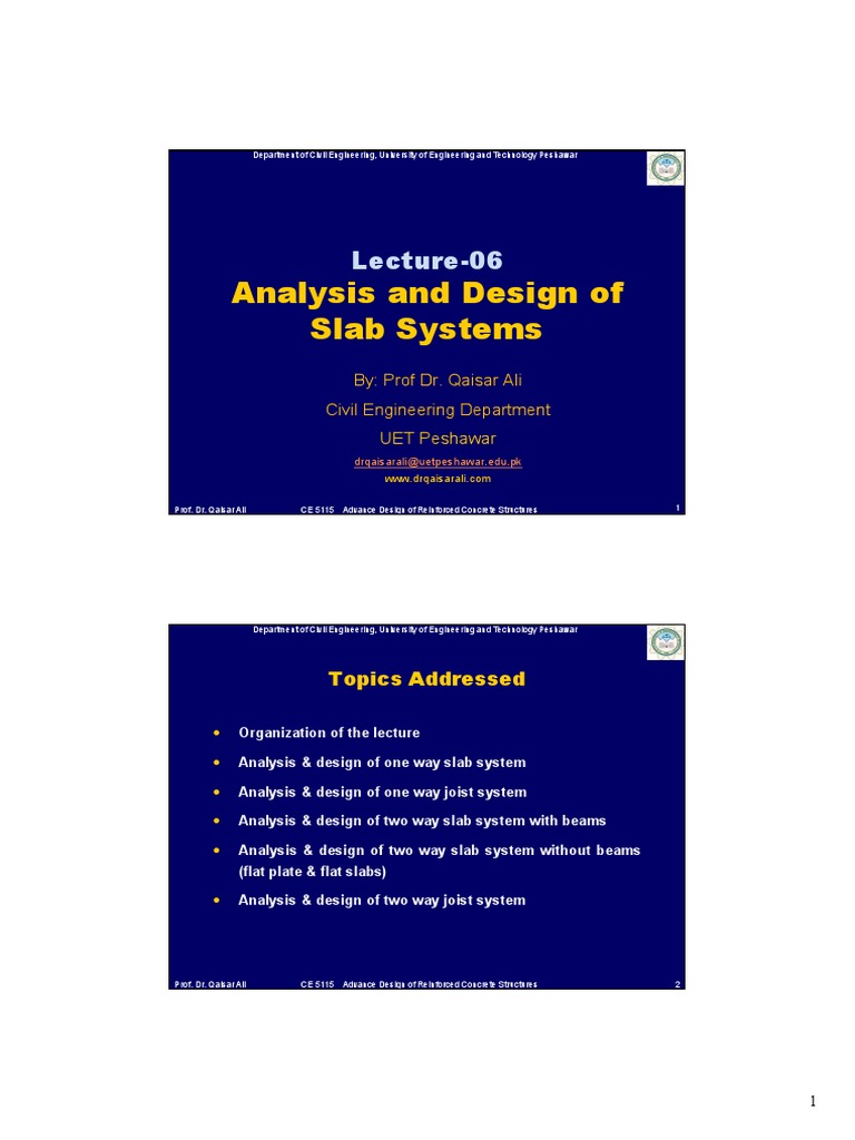 Lecture 06 Analysis and Design of RC Slabs | Download Free PDF ...