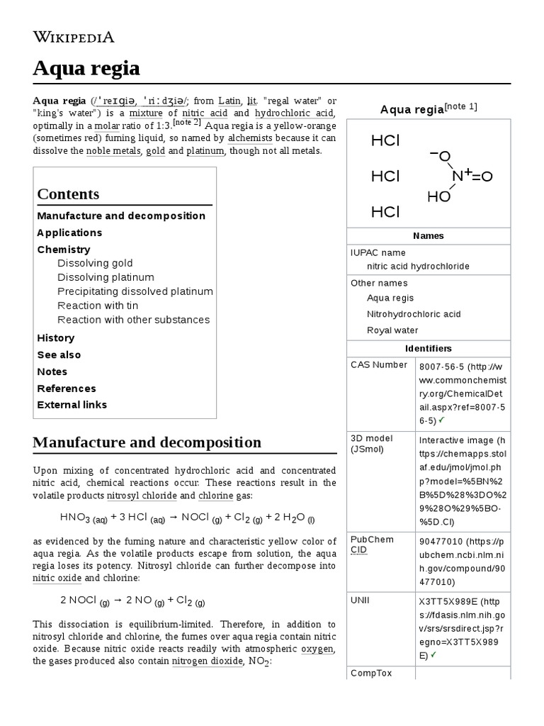 Aqua Regia | PDF | Platinum | Chemical Substances