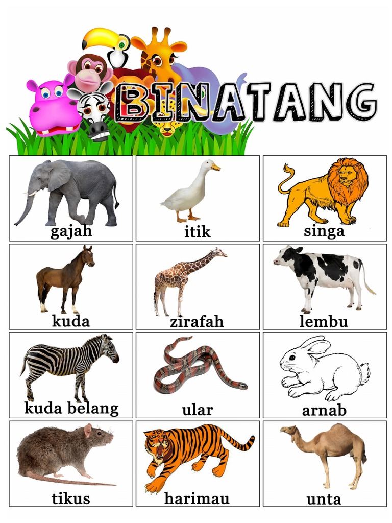 POSTER1: Learn Malay The Easy Way - Animals (Binatang) | PDF