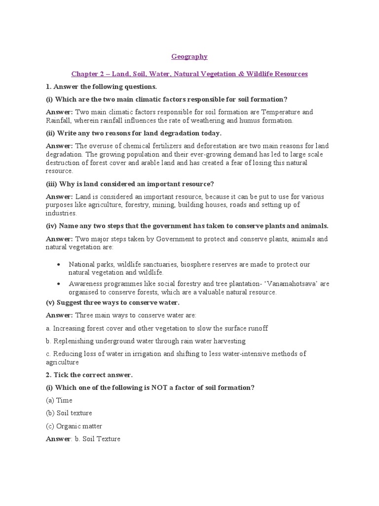 Geography Chapter 2 - Land, Soil, Water, Natural Vegetation & Wildlife ...