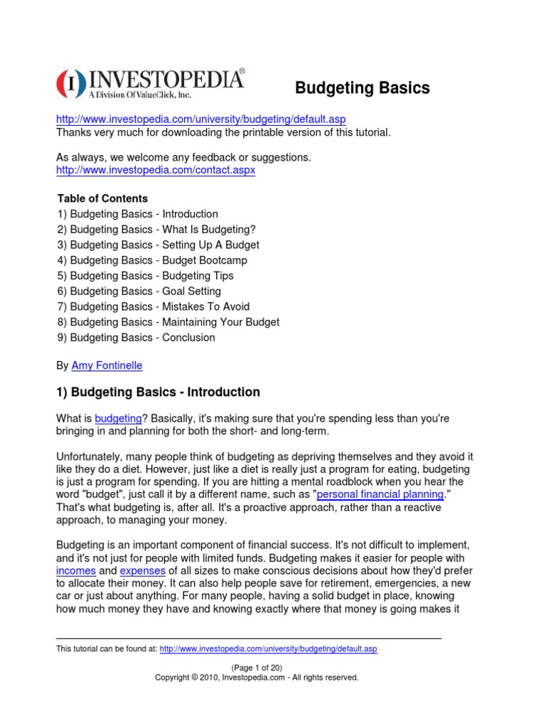 1) Budgeting Basics - Introduction | PDF | Payroll | Taxes