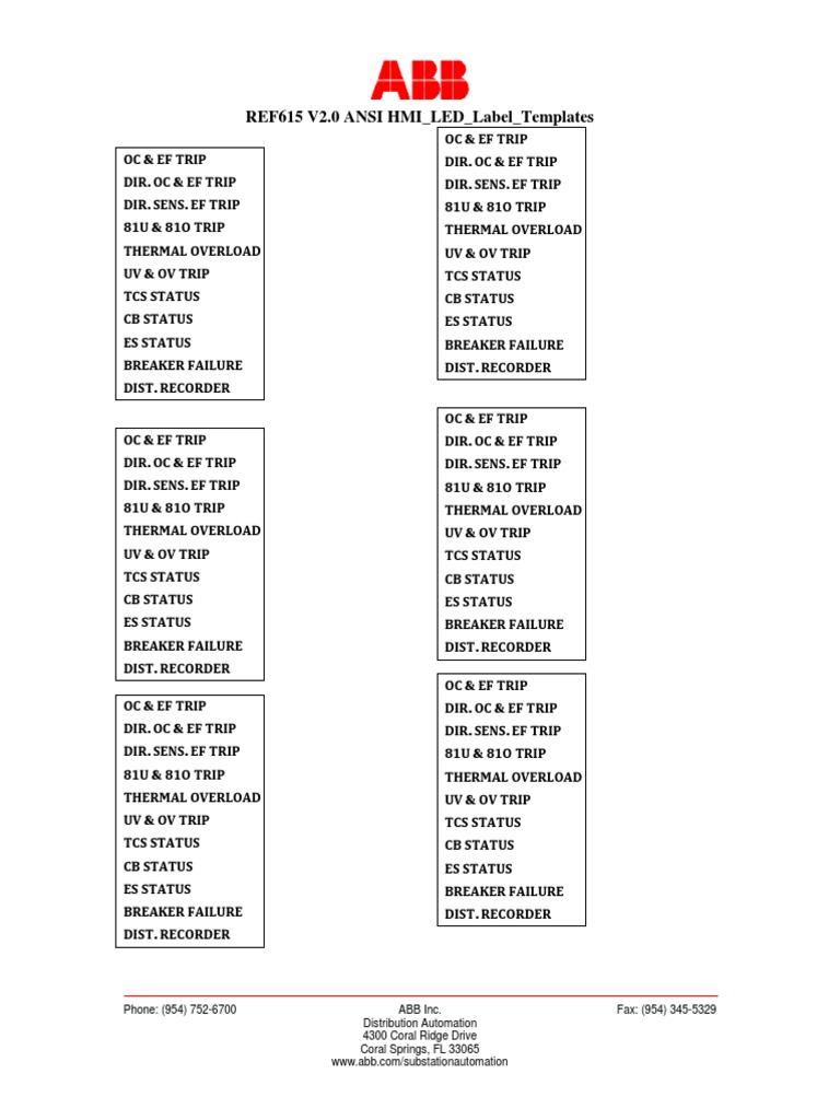 Ref615 Flovel 9 Panel Incomer Label PDF | PDF | Components | Building ...