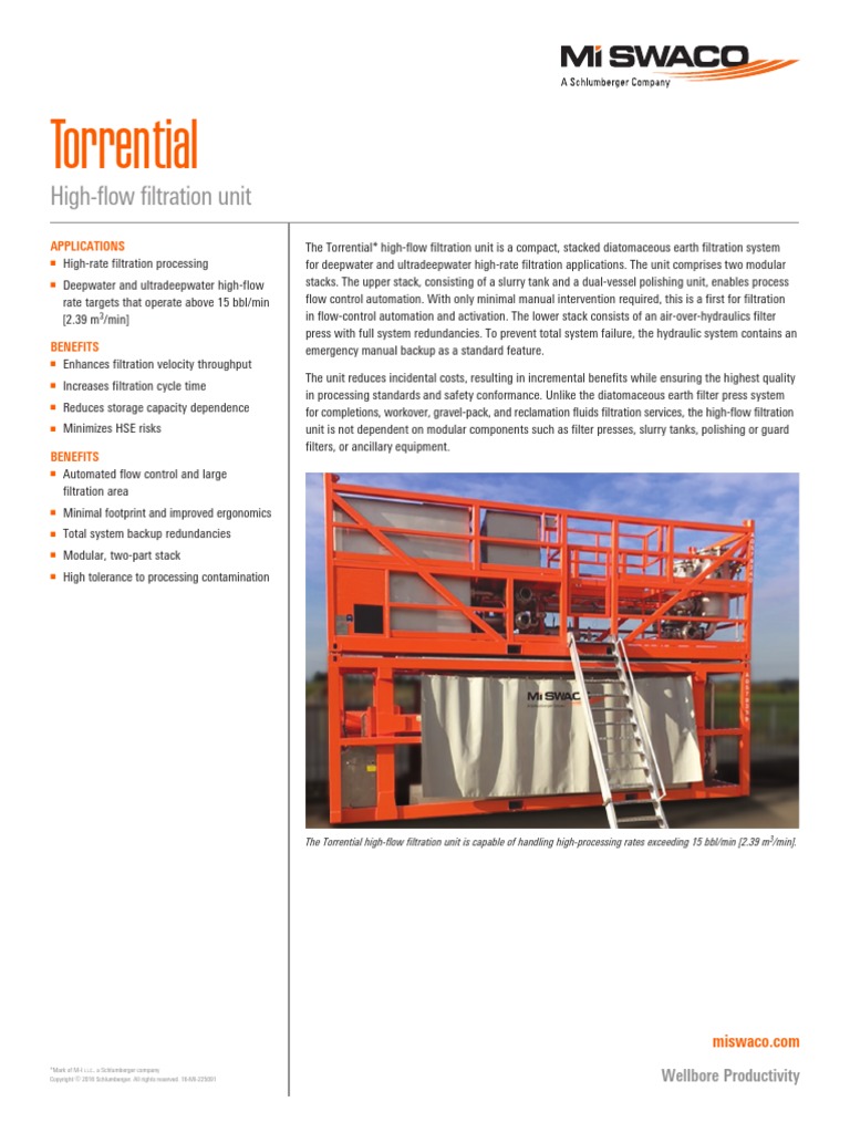 Torrential: High-Flow Filtration Unit | PDF | Filtration | Chemical ...