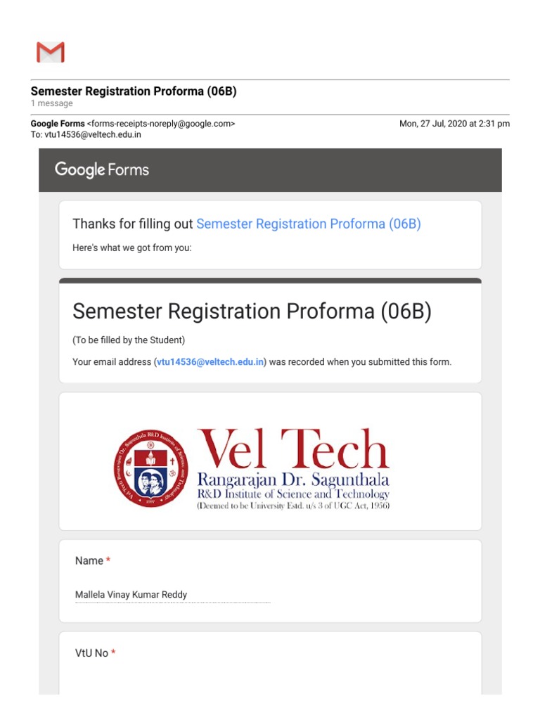 5thsemester Registration Proforma (06B) - Merged-Merged | PDF | Receipt ...