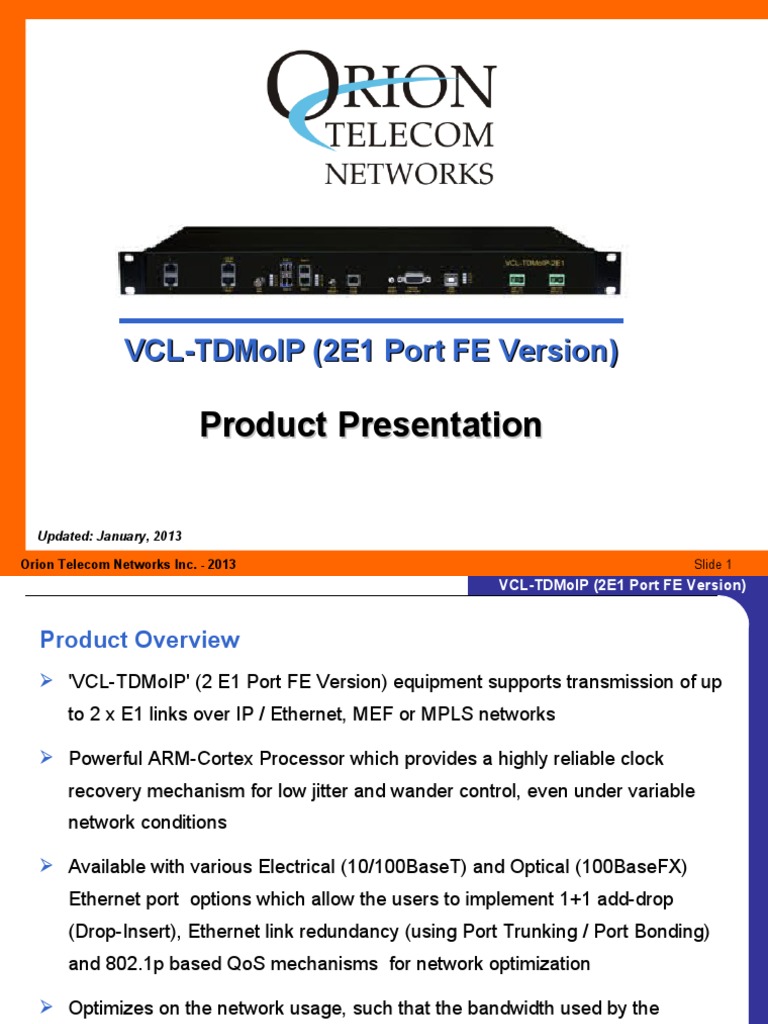 VCL-TDMoIP 2E1 Port FE | PDF | Ethernet | Internet Architecture