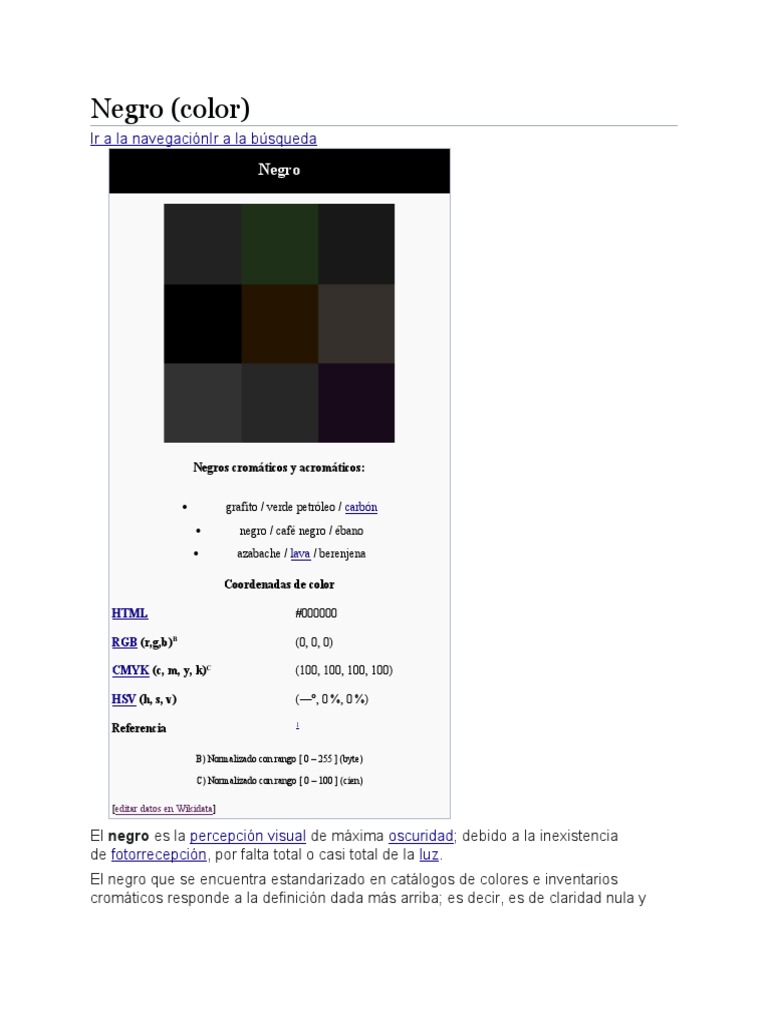 Tonos y propiedades del color negro | PDF | Negro | Color