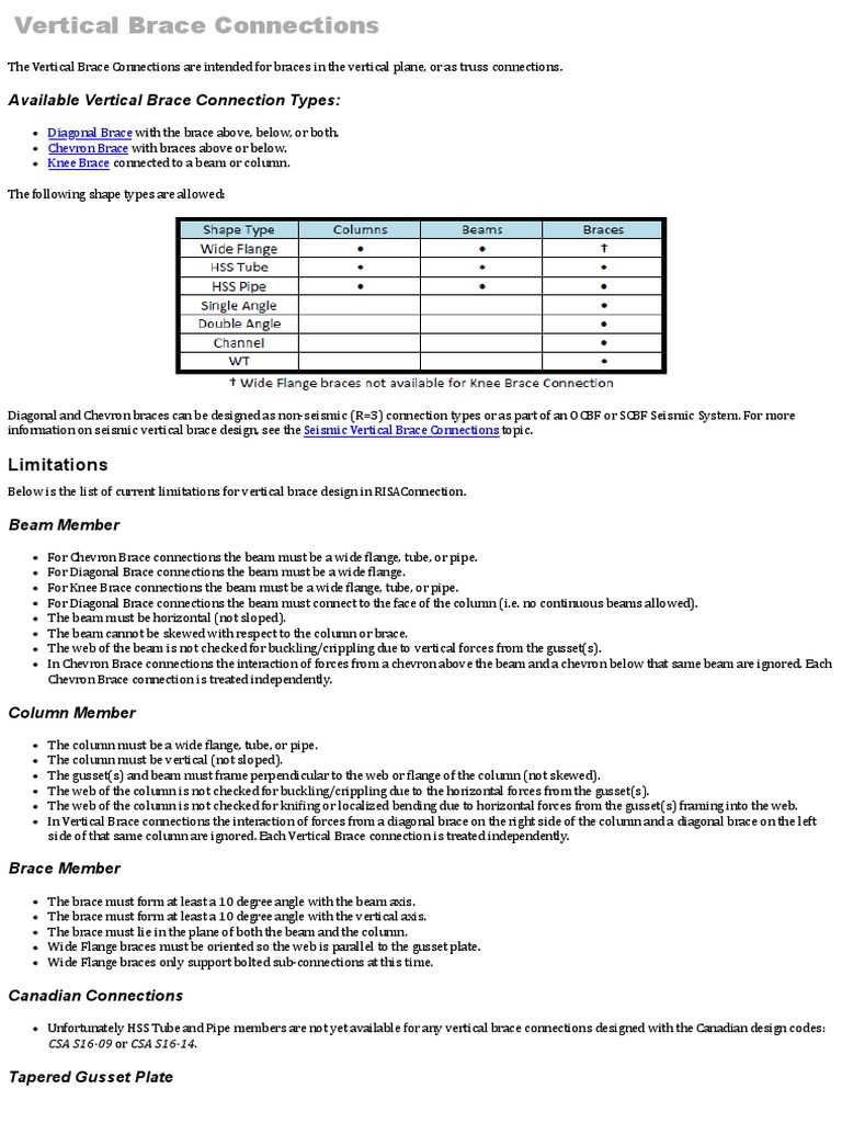 Vertical Brace Connections | Download Free PDF | Beam (Structure) | Column