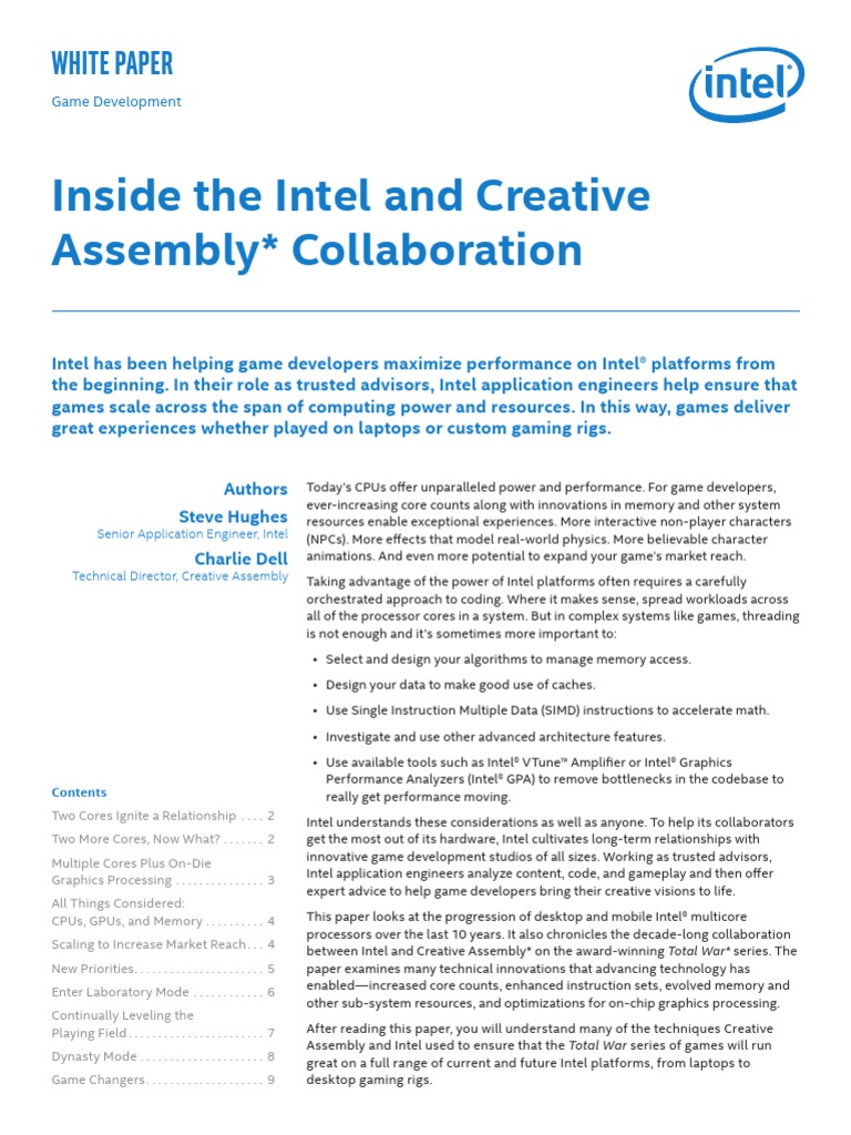 Inside The Intel and Creative Assembly Collaboration: White Paper | PDF ...