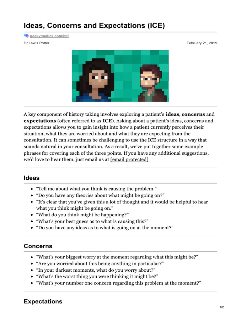 Ideas Concerns and Expectations ICE | PDF