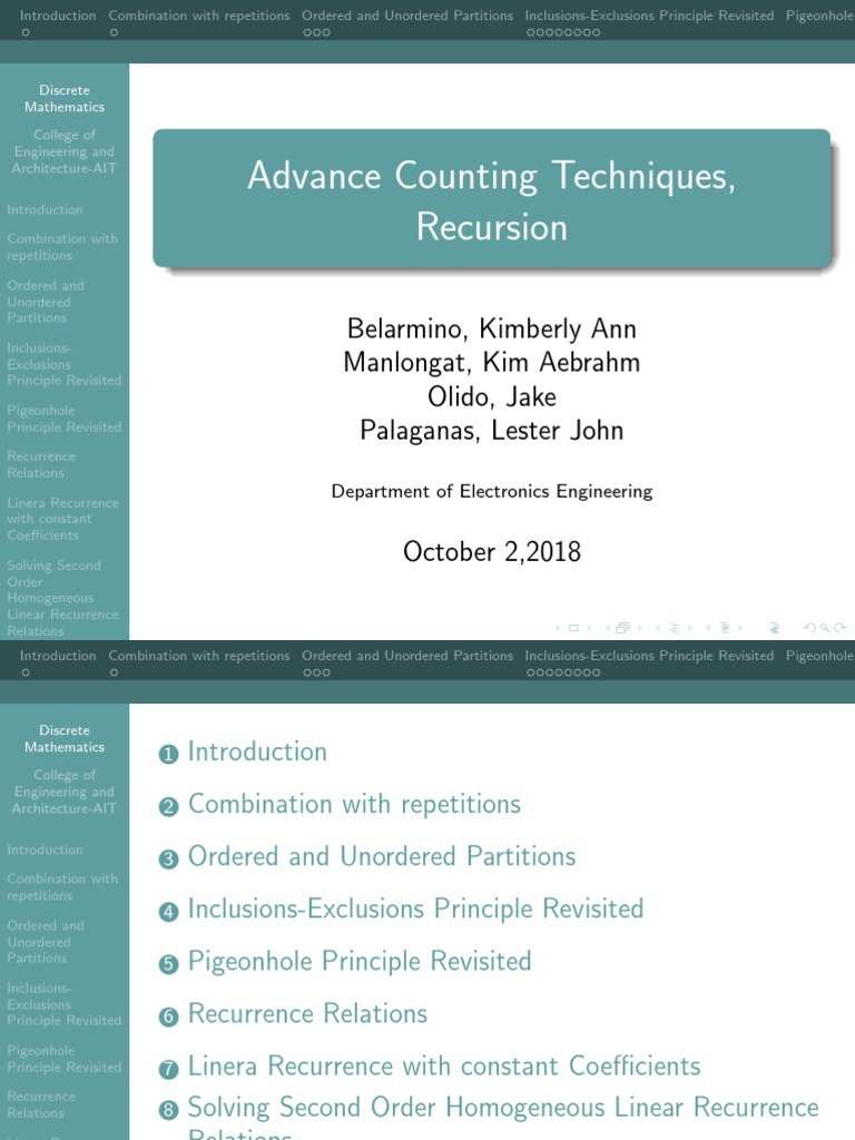 Discrete Math Reporting | PDF | Recurrence Relation | Function (Mathematics)