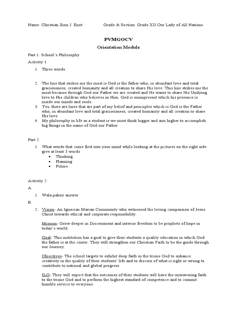 Answer Sheets For Grade 12 STEM Modules | PDF | Goal | Love
