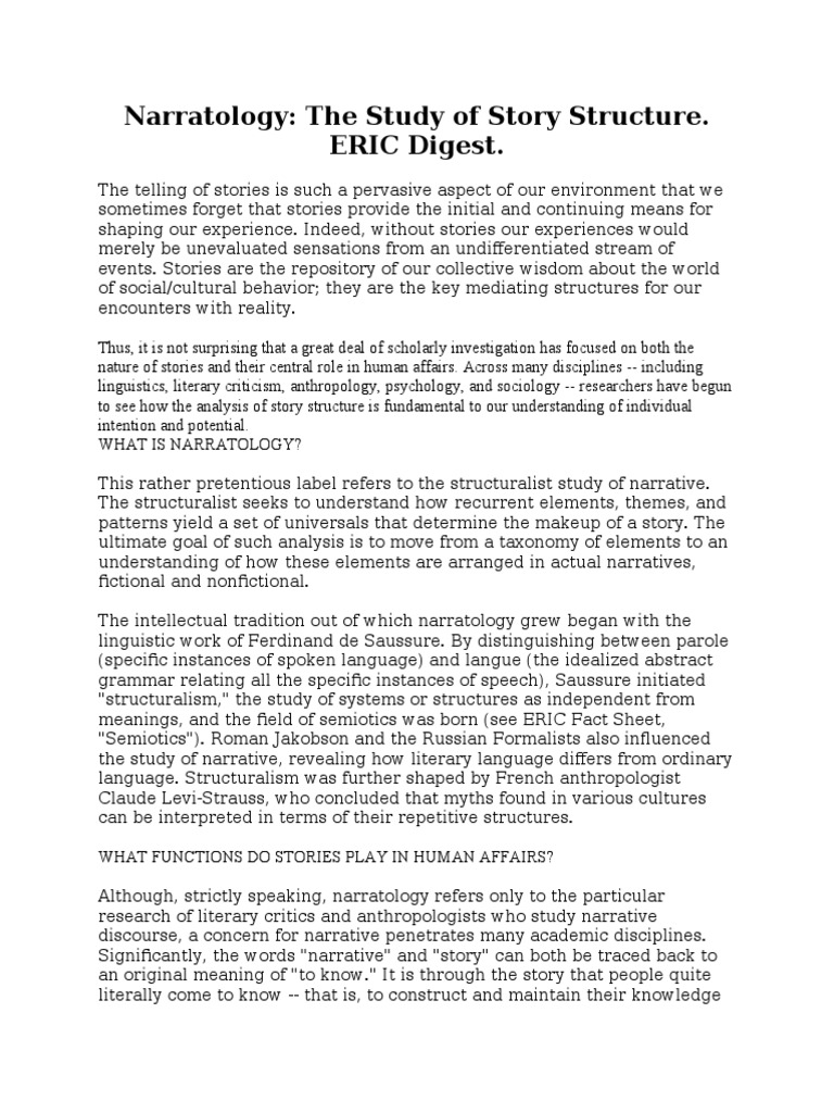 Narratology: The Study of Story Structure. ERIC Digest | PDF ...