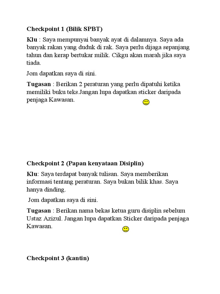 Aktiviti Explorace dan Checkpoint | PDF