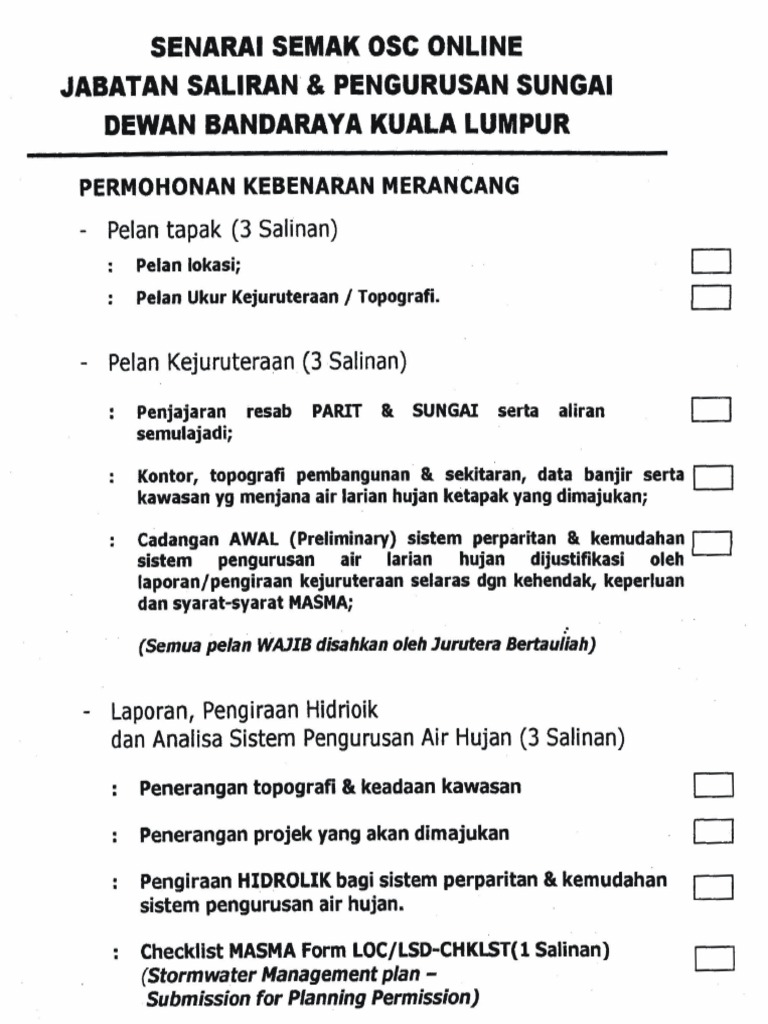Senarai Semak MASMA - DBKL - V7 - 1 PDF | PDF